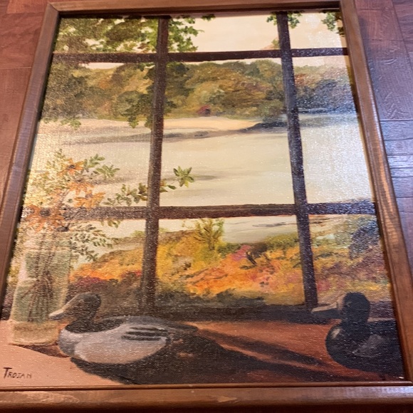 Wall Decor | 14x18in Peering Out The Window Oil Painting Hard Canvas ...